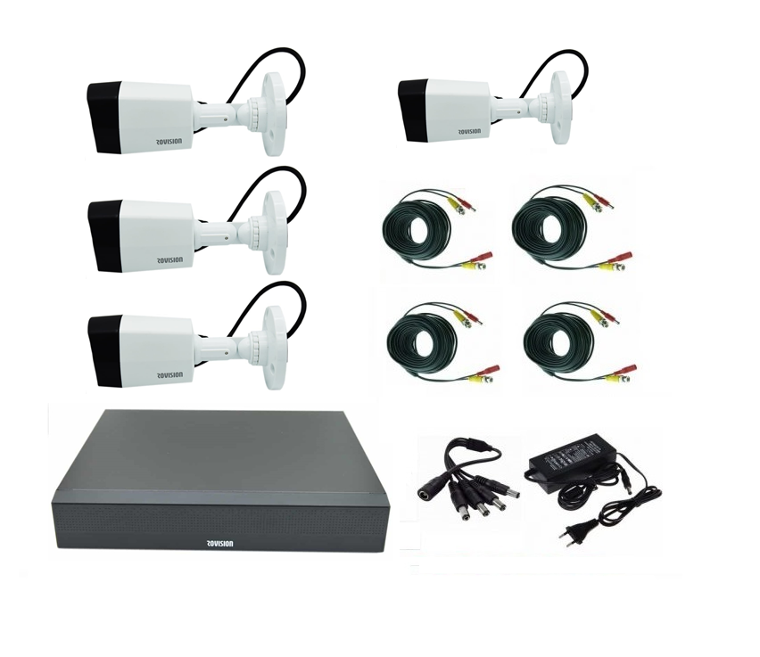 Professional video surveillance system with four cameras of 5MP IR20m ...