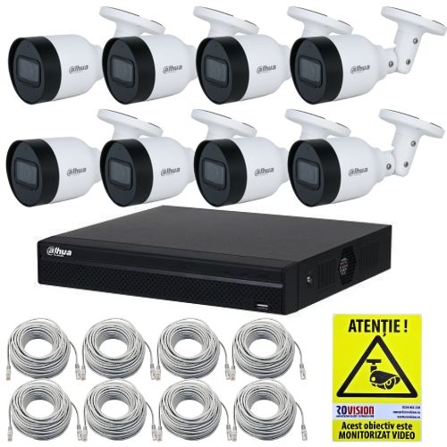 Dahua IP surveillance kit 8 cameras 5MP IR 30m PoE Microphone, NVR 8 ...
